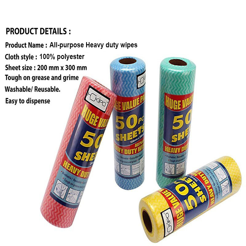 Multi-Purpose Kitchen Heavy-Duty Wipes Cloth 50 Sheets Per Roll